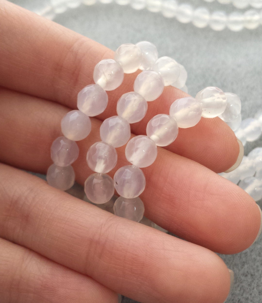 Milky Agate, Faceted Beads, 6mm Beads, 64pcs, Milky White, Agate Beads ...