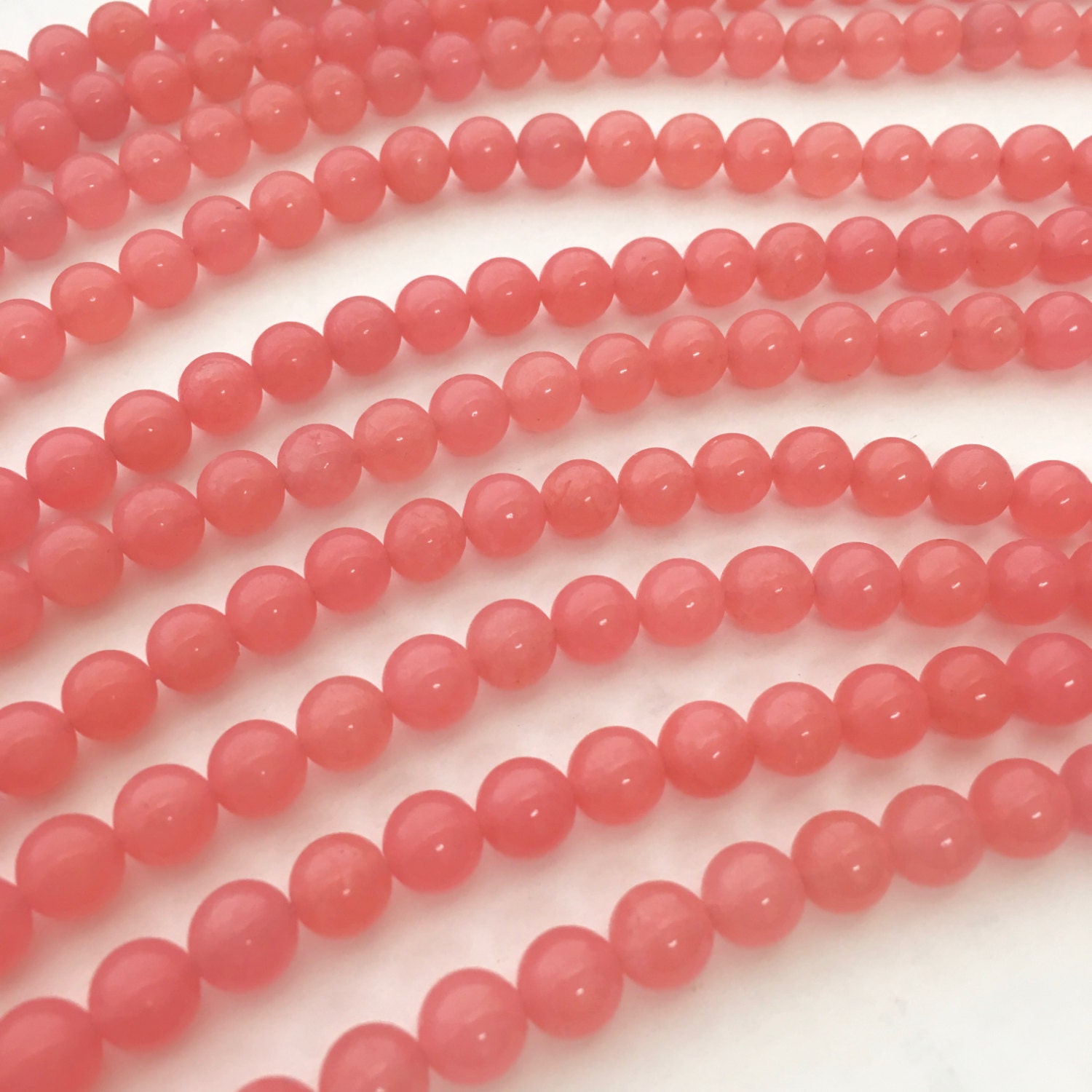 Pink Jade Beads, Pink Round Beads, Natural Gemstone Beads, Pink Jade ...