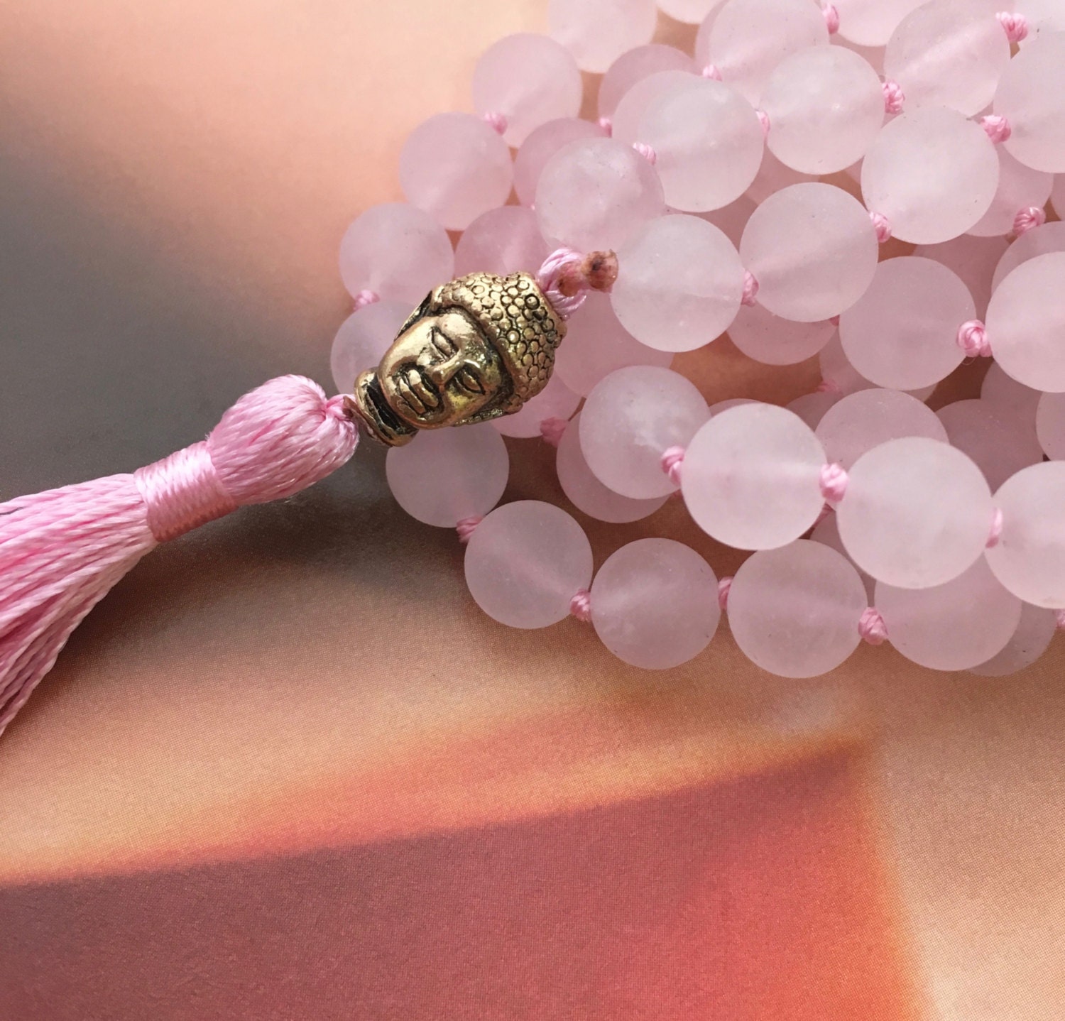 Mala Necklace, Rose Quartz Necklace, Rose Quartz Mala, 108 Beads, Mala ...