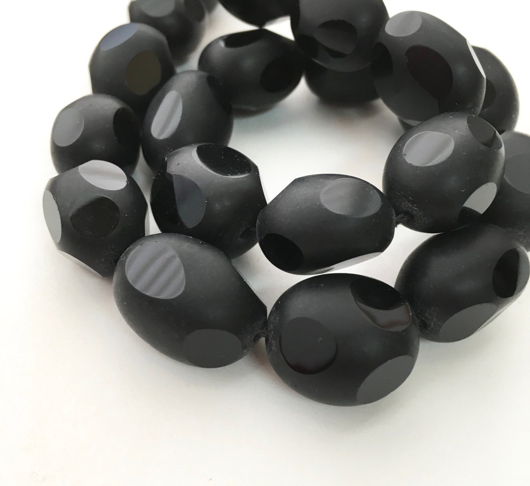 Black Agate, Graduated Beads, Black Agate Beads, Matte Beads, Frosted ...