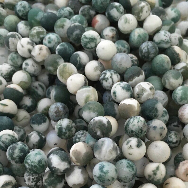 Tree Agate, Matte Beads, 8mm Beads, Frosted Beads, Agate Beads ...