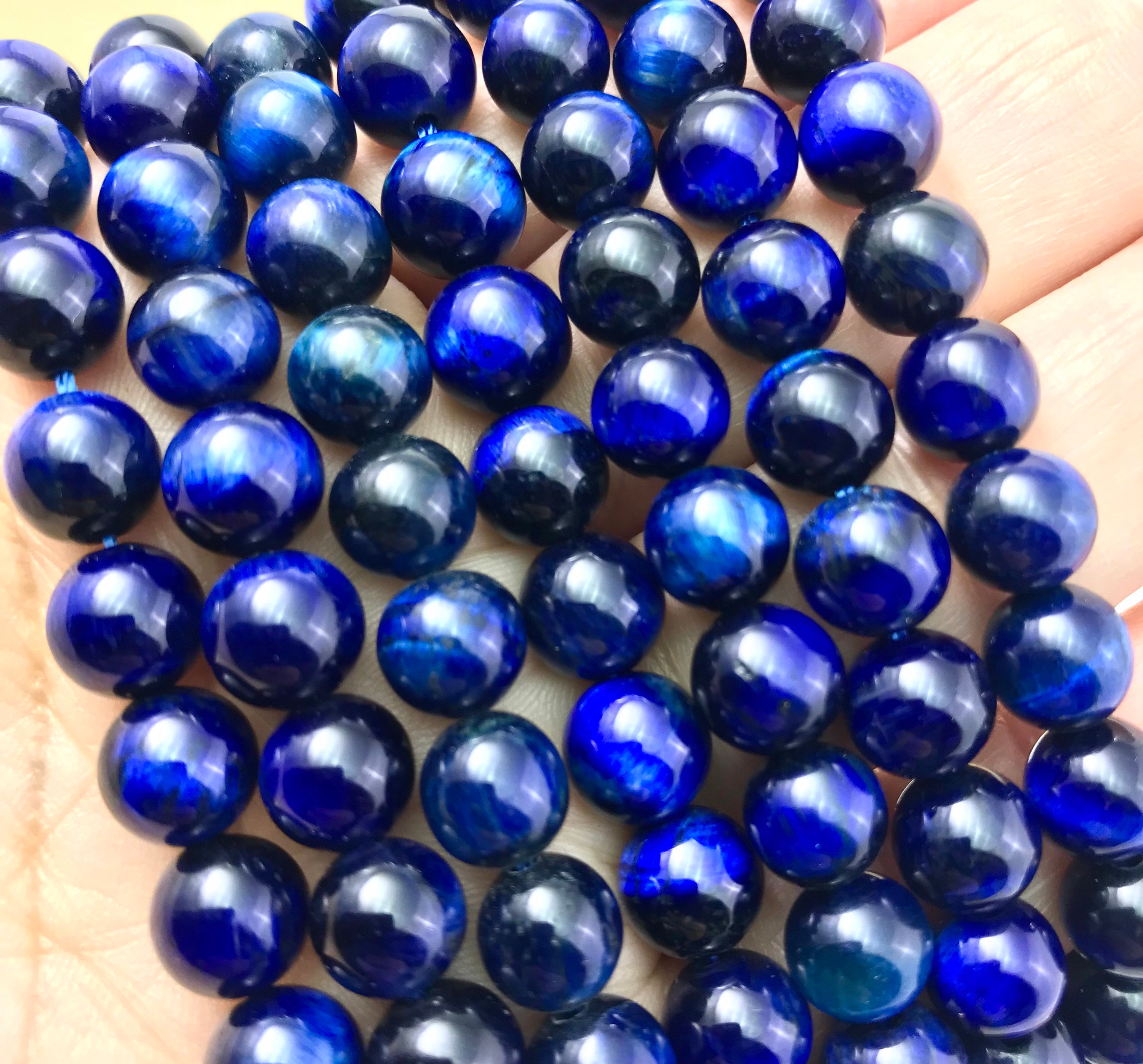 AAA Royal Blue Tiger Eye Natural Gemstone Smooth Round Beads - Etsy