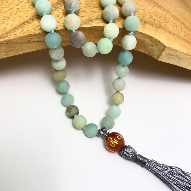 Amazonite Mala 108 Bead Malas Hand Knotted Necklace Buddhist - Etsy