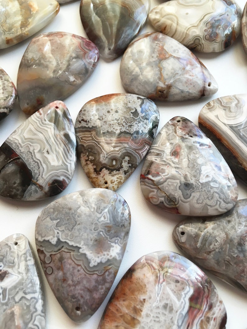 Mexican Crazy Agate 1pc Natural Pendant Teardrop Pendant | Etsy