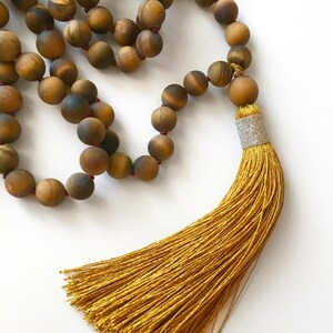 Tiger Eye Mala Necklace, 108 Mala Necklace, 108 Mala Beads, Gemstone ...