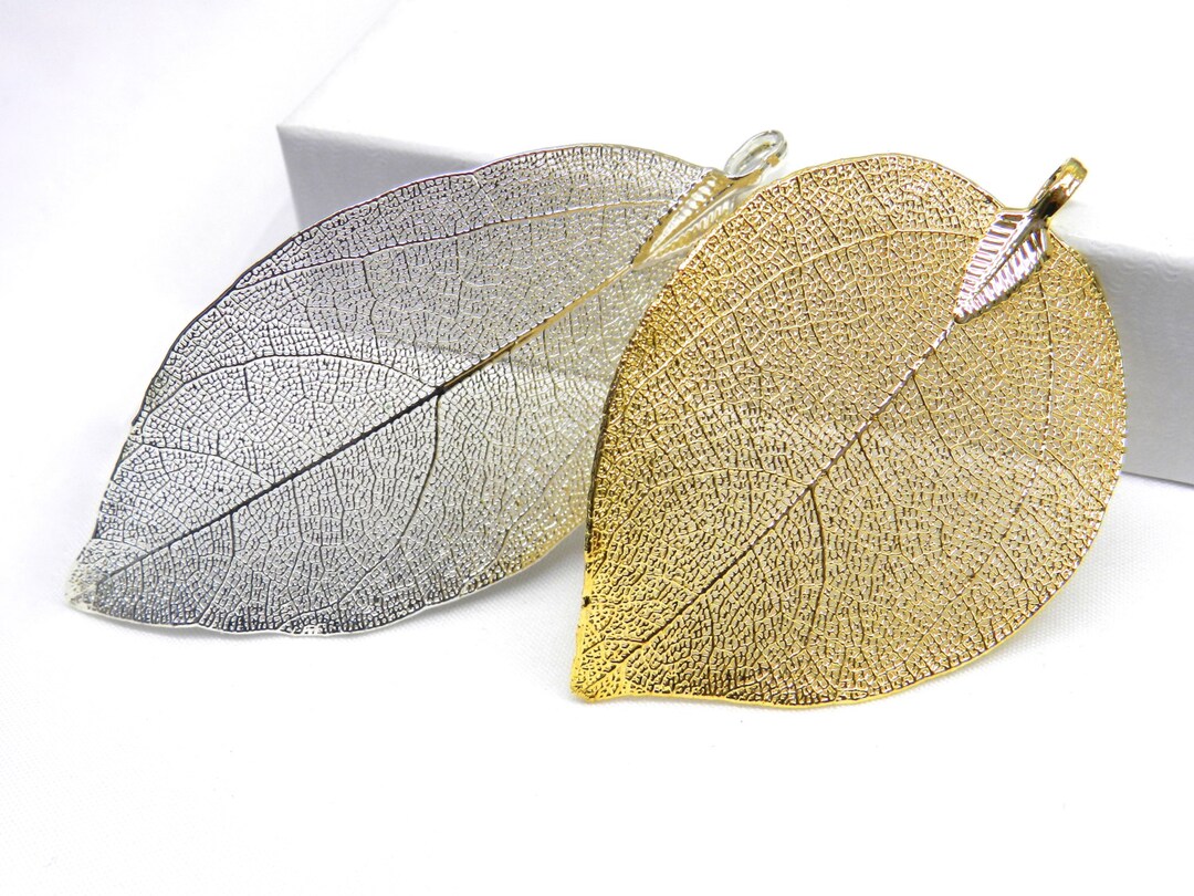 SALE Natural Leaf Pendant, Gold Plated Pendant, Metallic Gold, Gold ...