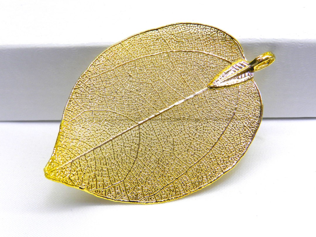 SALE Natural Leaf Pendant, Gold Plated Pendant, Metallic Gold, Gold ...