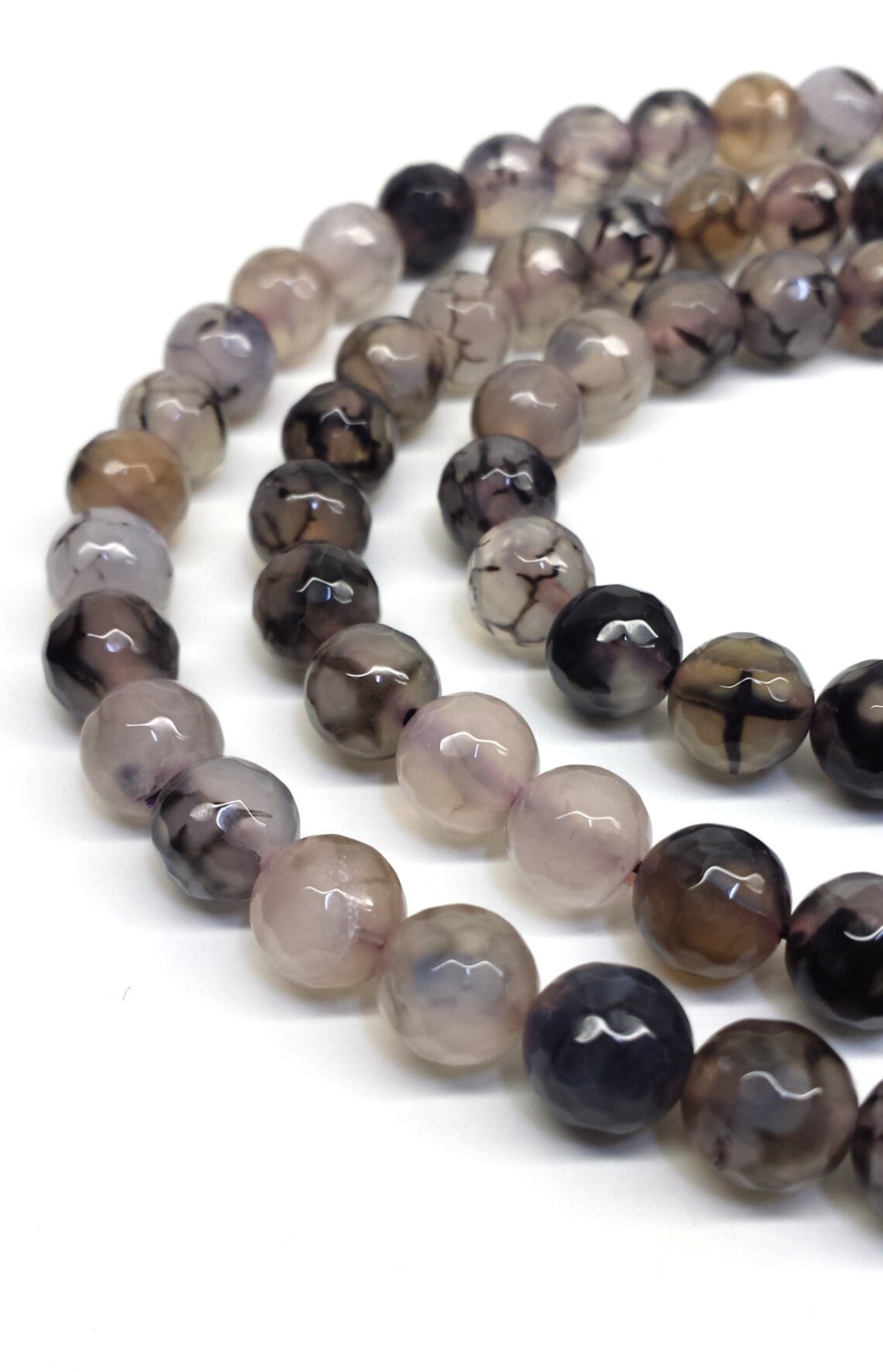 Dragon Vein Agate, Faceted Beads, 8mm Beads, Agate Beads, Gemstone ...