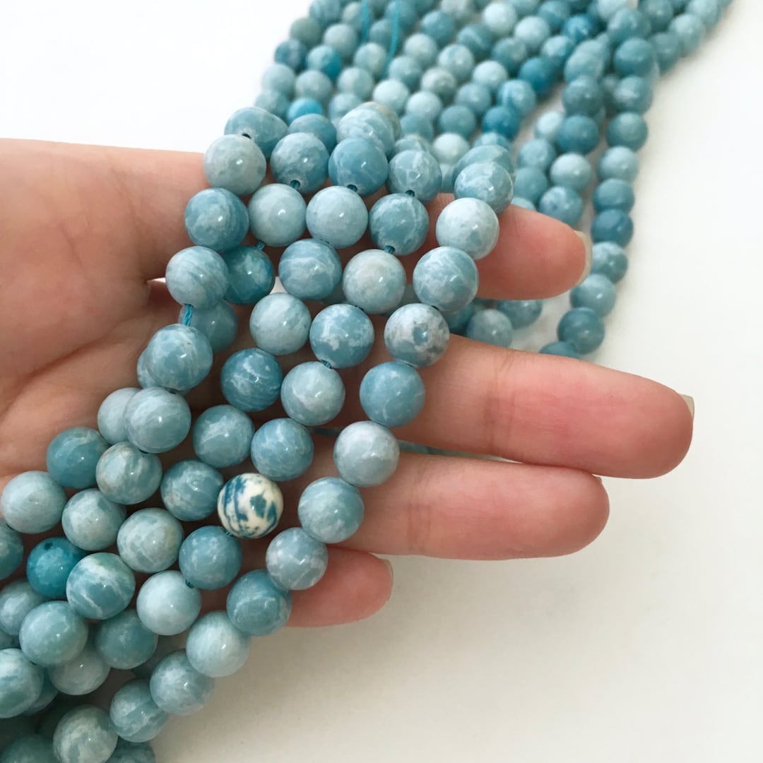Natural Larimar Jasper, 8mm Beads, Jasper Beads, Blue Beads, Blue ...