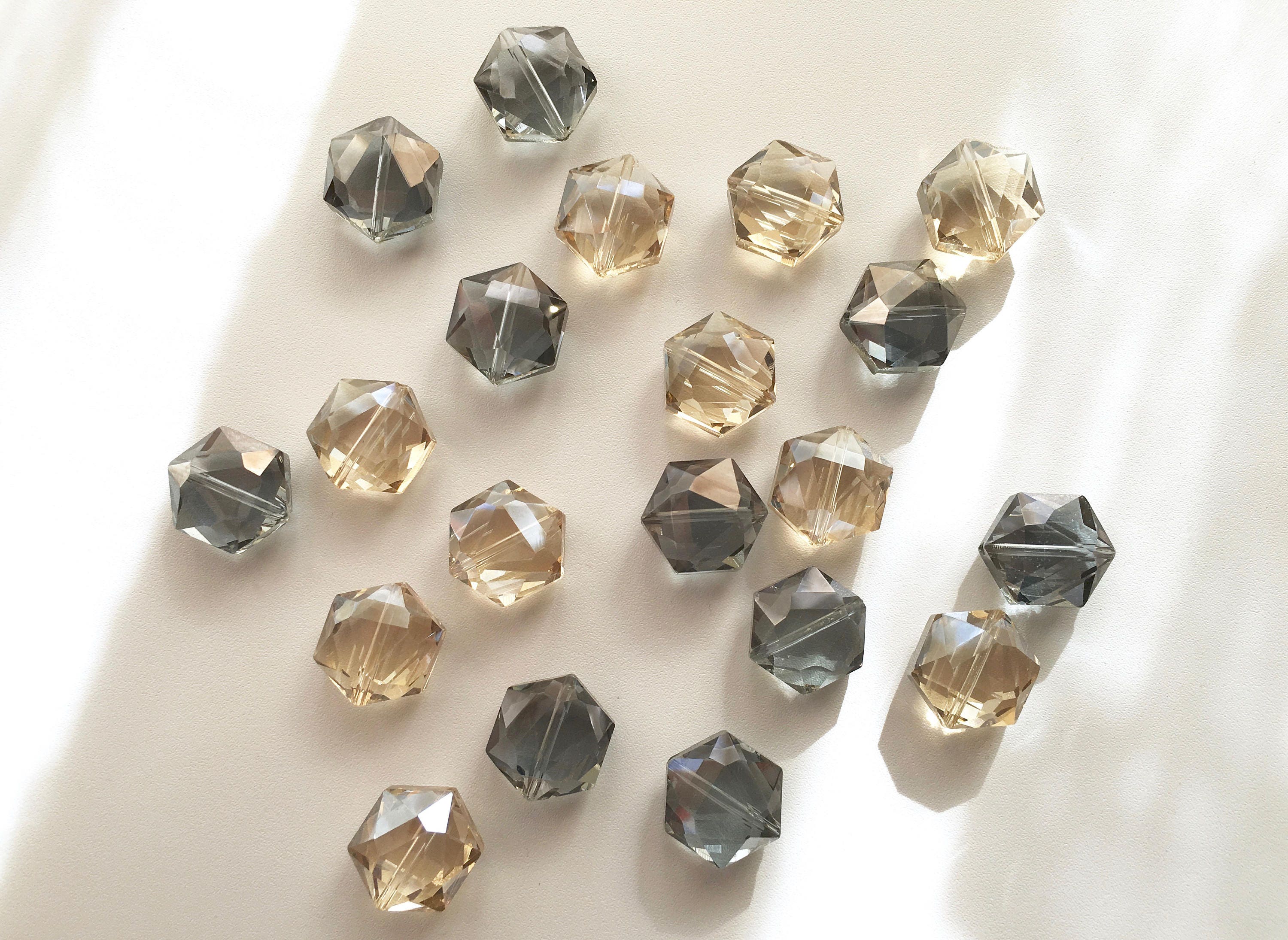 Hexagon Beads 14mm Beads Polish Crystal Beads Faceted - Etsy