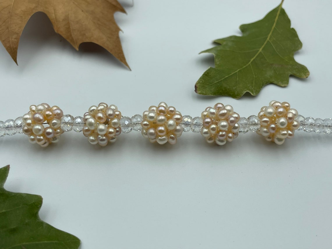 Braid Pearls Bracelet Crystal Bracelet Gemstone Jewelry Pink Pearl ...