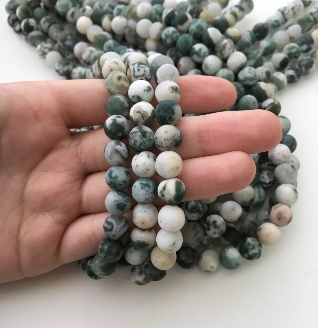 Tree Agate, Matte Beads, 8mm Beads, Frosted Beads, Agate Beads ...