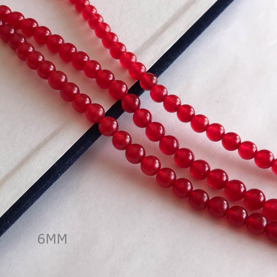 Red Jade Beads, Red Round Beads, Natural Gemstone Beads, Red Jade ...