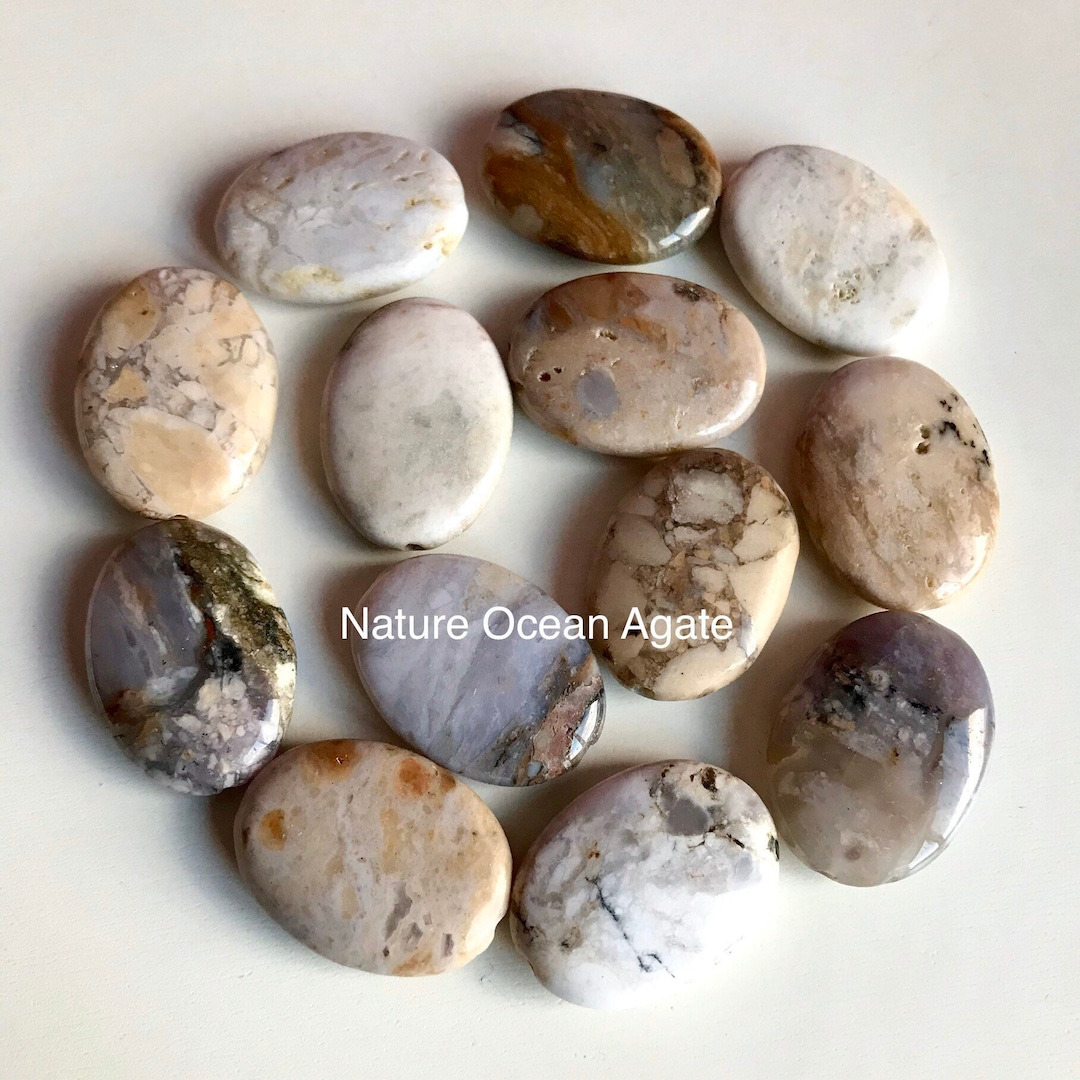 Sale,ocean Agate Oval Smooth 20x25mm, Natural Gemstone, Oval Beads ...