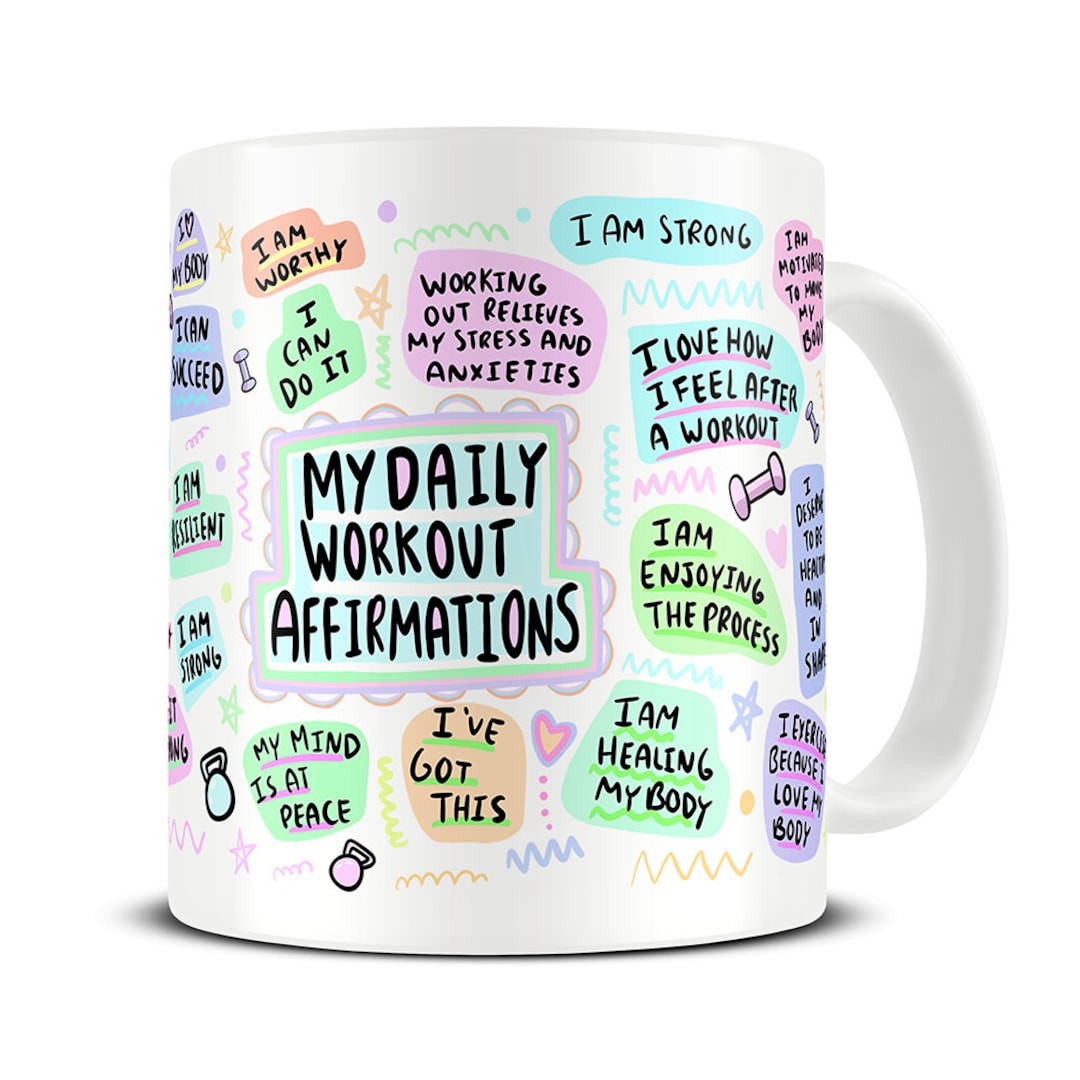 Daily Workout Affirmations Mug - Gym Mug - Fitness Mug - Workout Gift ...