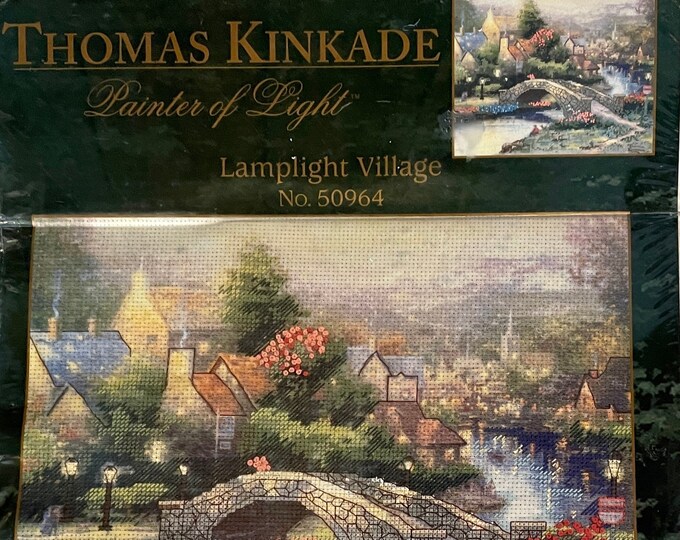 Thomas Kinkade Lamplight Village Embellished Cross Stitch Kit - Etsy