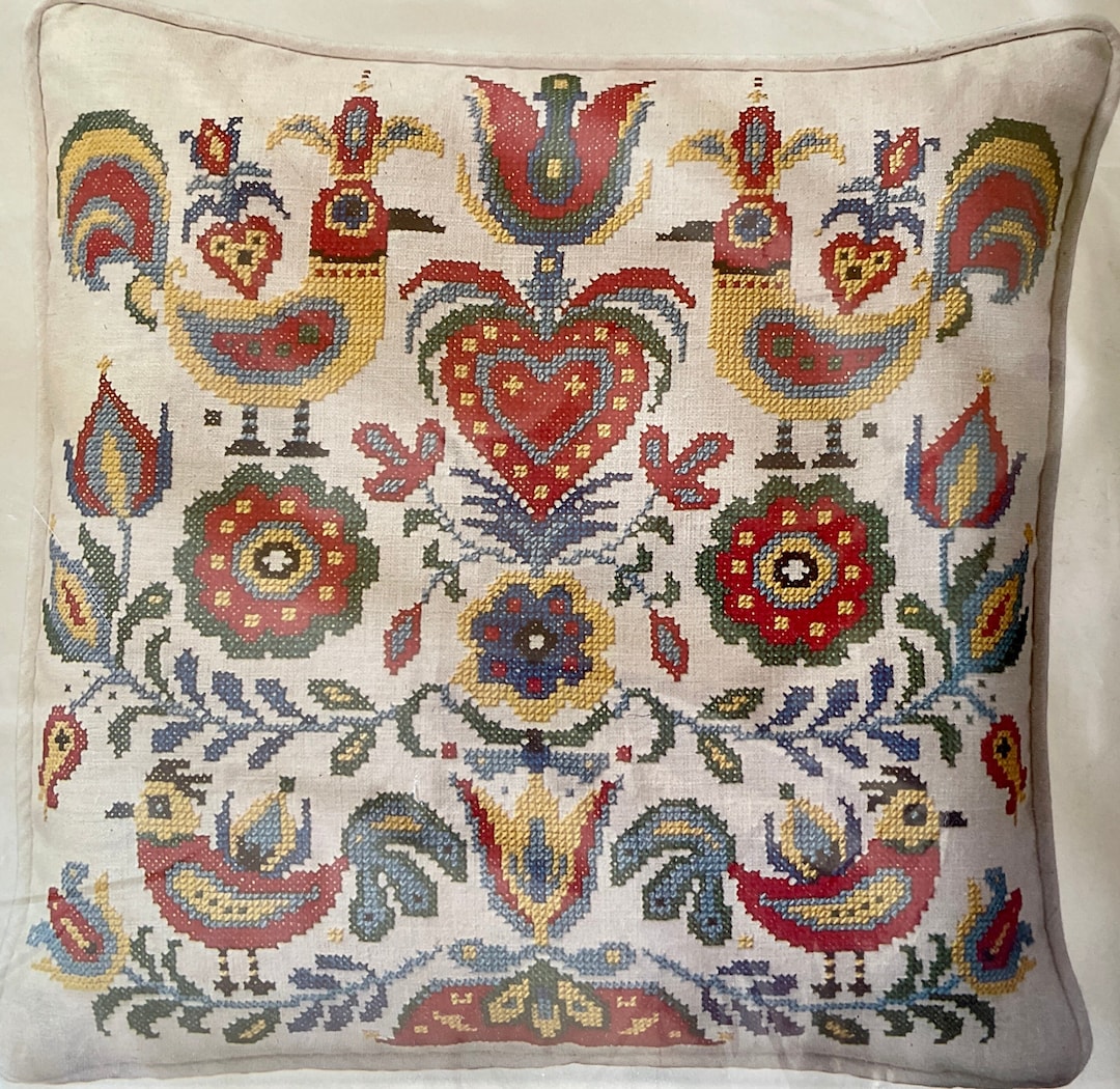 Columbia-minerva Cross Stitch Pillow Kit Country Folk Art 16x16 - Etsy