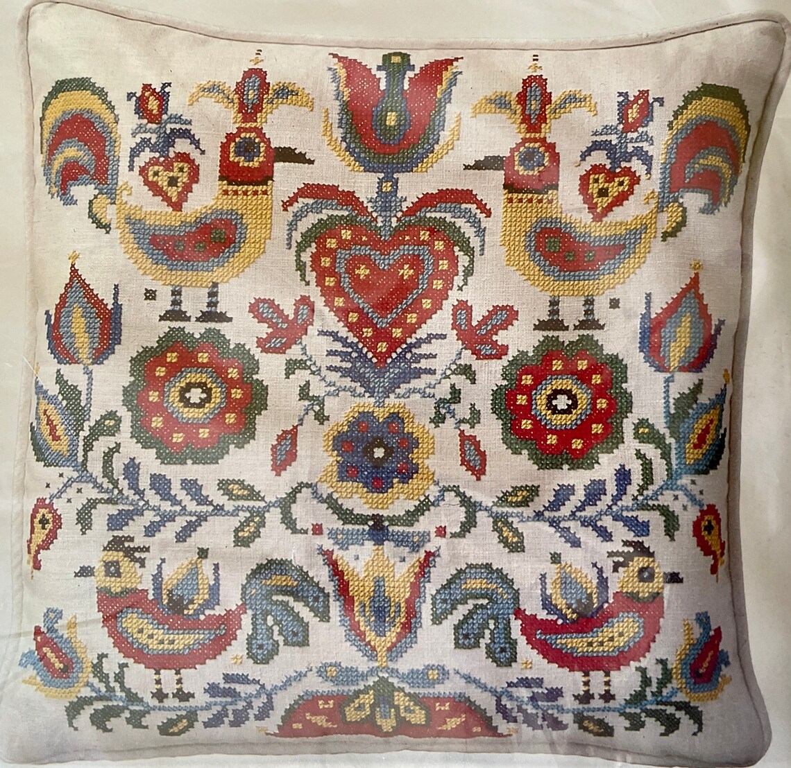 Columbia-minerva Cross Stitch Pillow Kit Country Folk Art 16x16 - Etsy