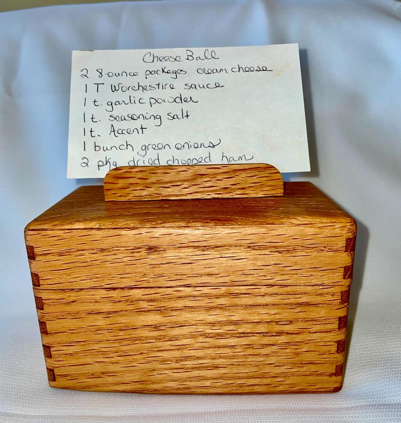 Handmade Red Oak Recipe Box With Top Handle for 3x5 Cards - Etsy