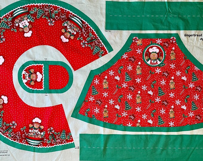 Gingerbread Bake Shop Apron Vintage Fabric Panel - Etsy