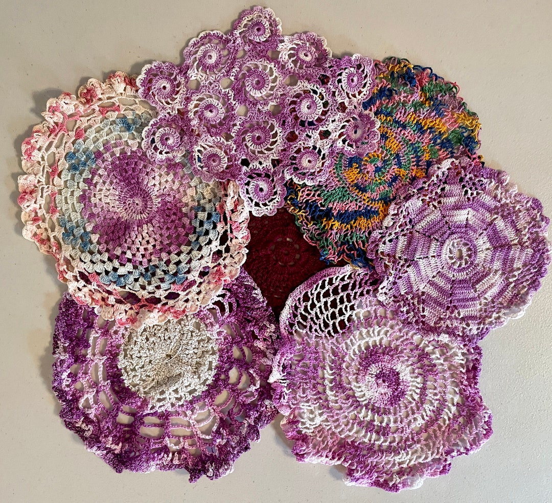 Vintage Purple Doilies Set of 7 - Etsy