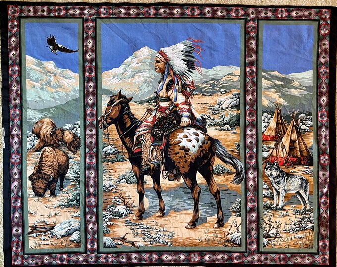 Native American Scene Fabric Panel - Etsy