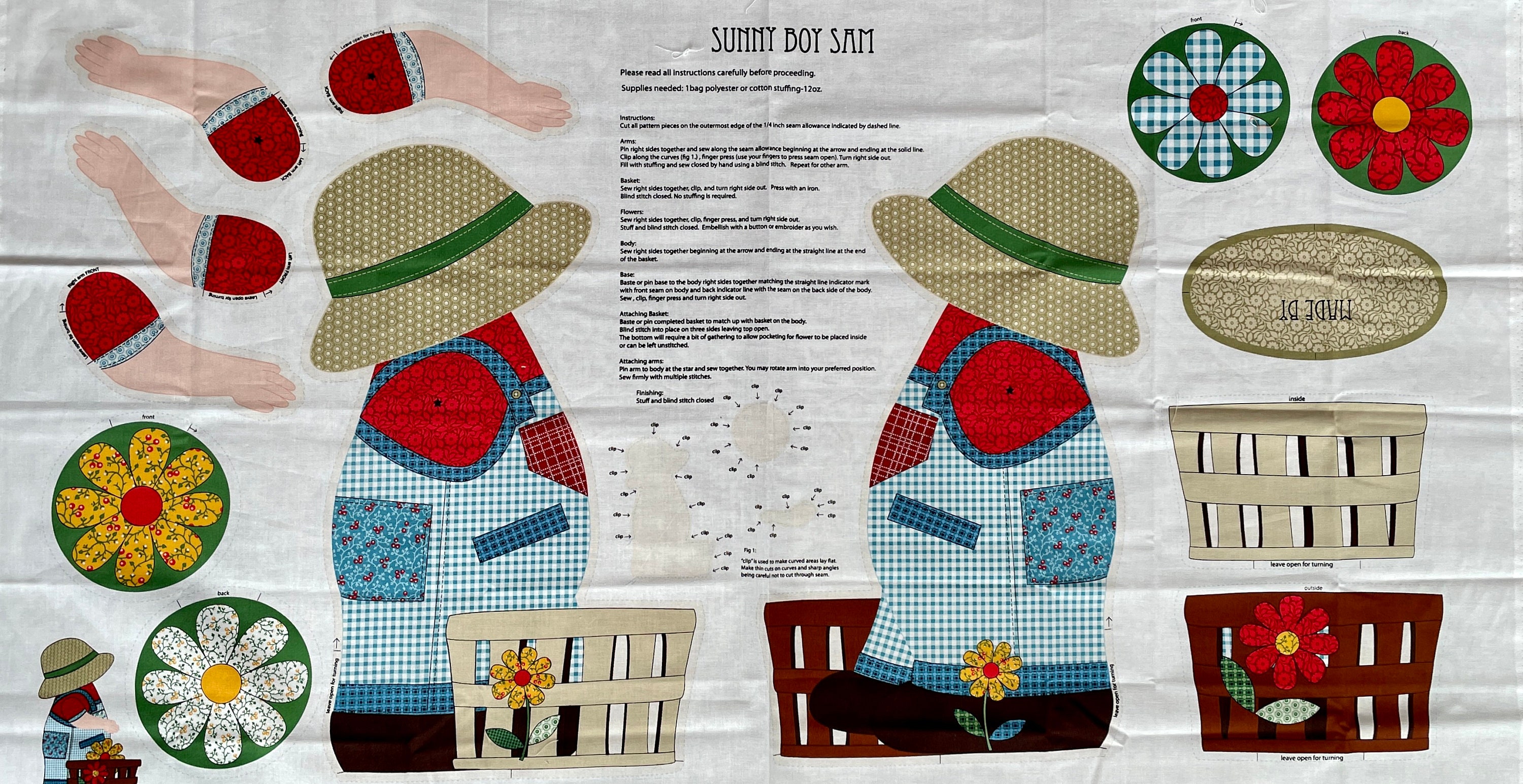 Sunny Boy Sam Pillow Fabric Panel - Etsy