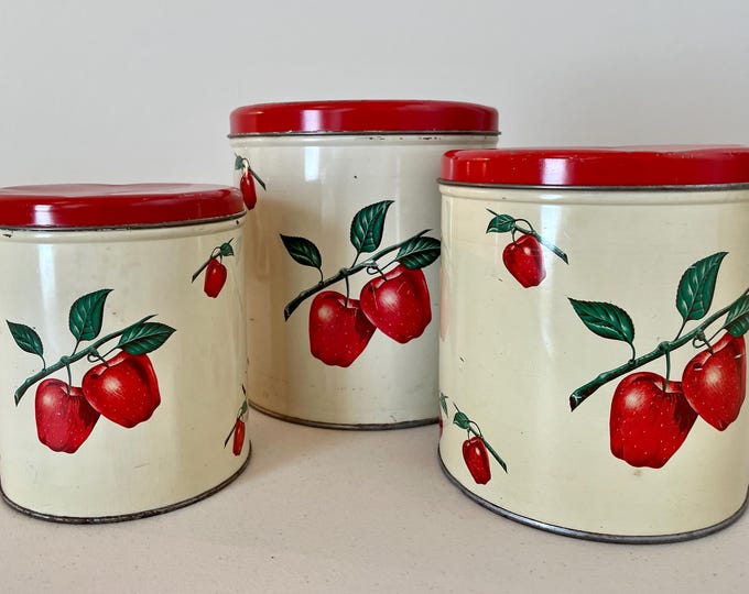 Metal Apple Kitchen Canister Set - Etsy