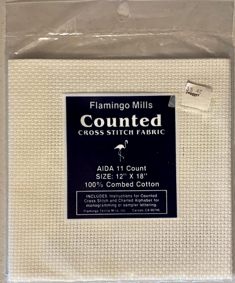 Flamingo Mills Aida Cloth Two Packages / Beige and White 11 Count Aida ...