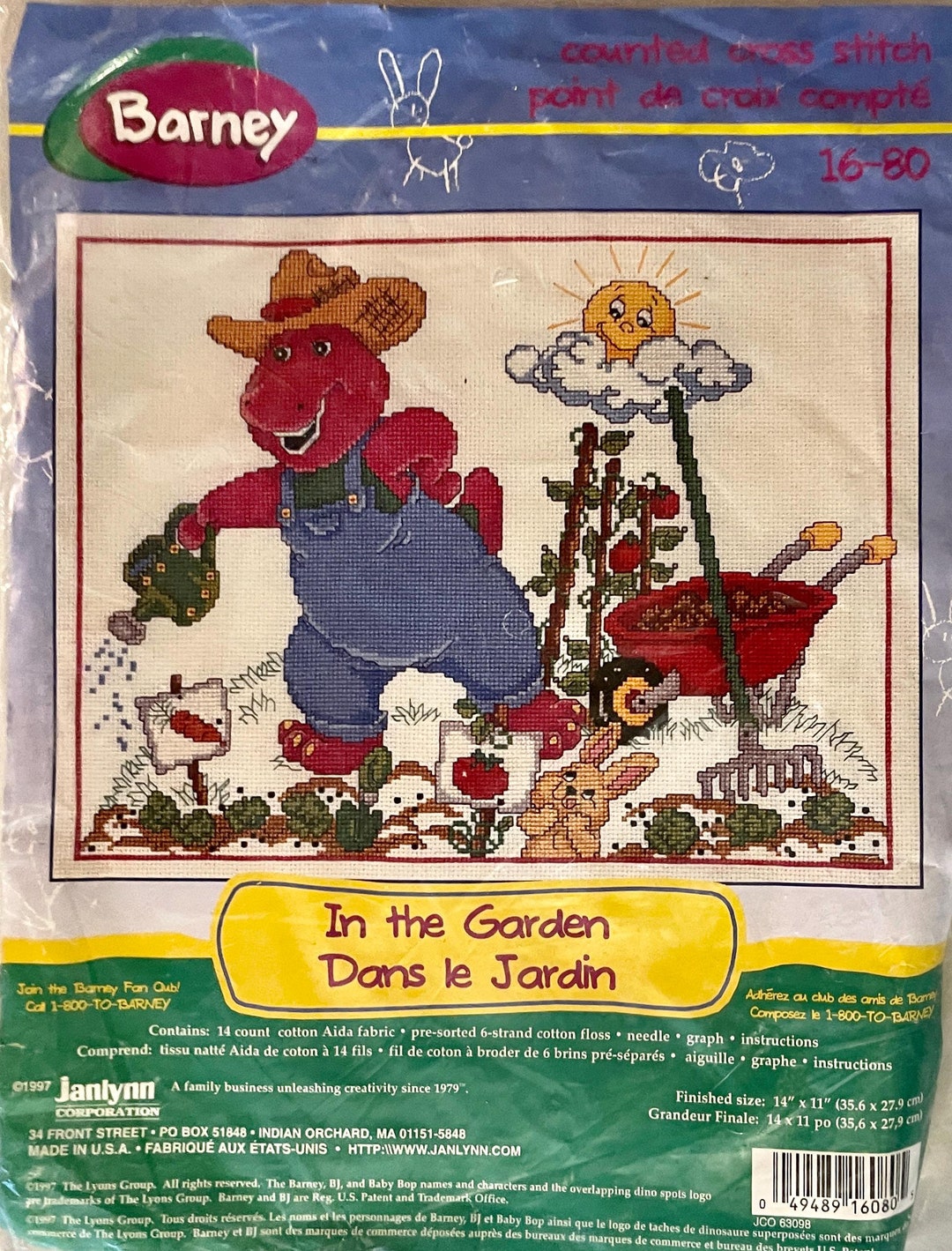 Barney Cross Stitch Kit in the Garden - Etsy