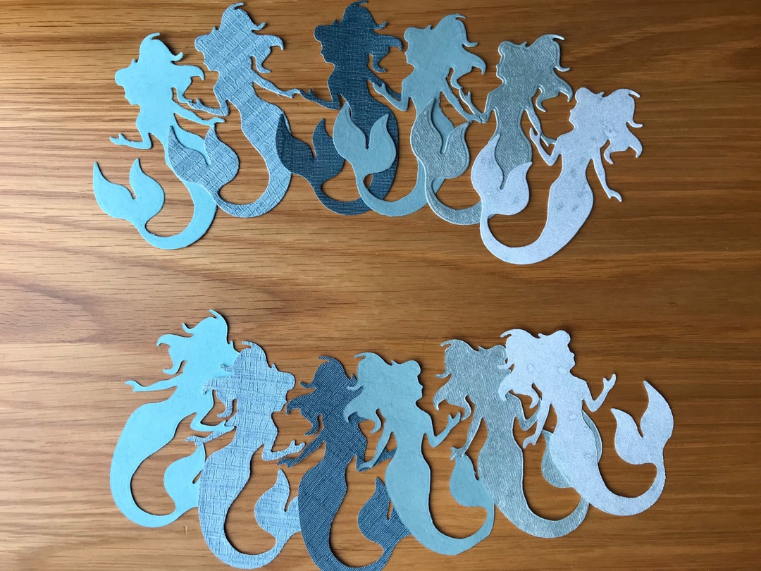 Mermaid Die Cuts-12 Die Cut Blue Mermaids-enchantment Under - Etsy
