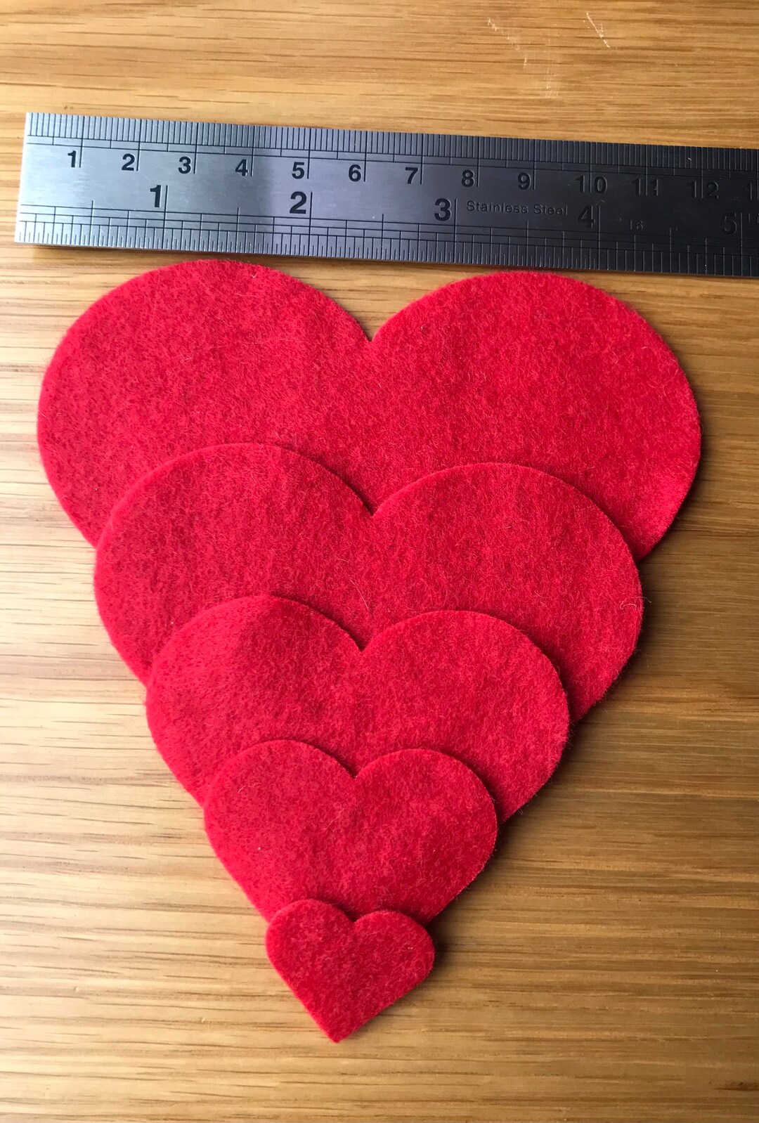 10 Red Hearts, Red Felt Hearts, Valentine’s Hearts, Card Making ...