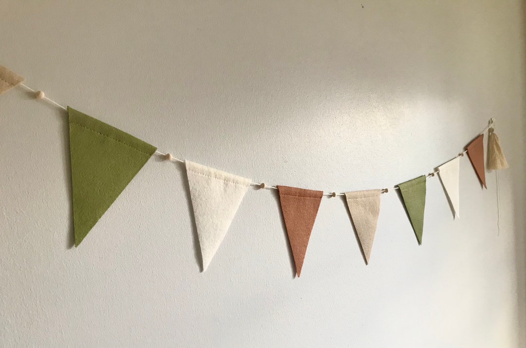 Sage Green, Beige, Natural Baby & Mocha Bunting, Felt Neutral Bunting ...