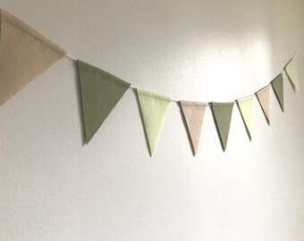 Sage Green, Beige & Natural Baby Bunting, Felt Neutral Bunting, Kids ...