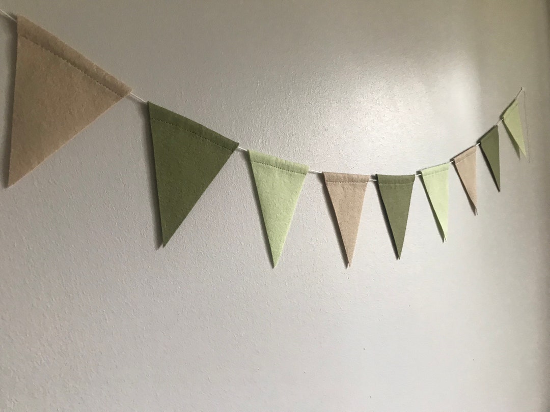 Sage Green, Beige & Pistachio Bunting, Felt Neutral Bunting, Kids ...