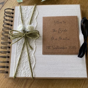 Personalised Letters to Bride Album, Wedding Memory Scrapbook, Lace ...