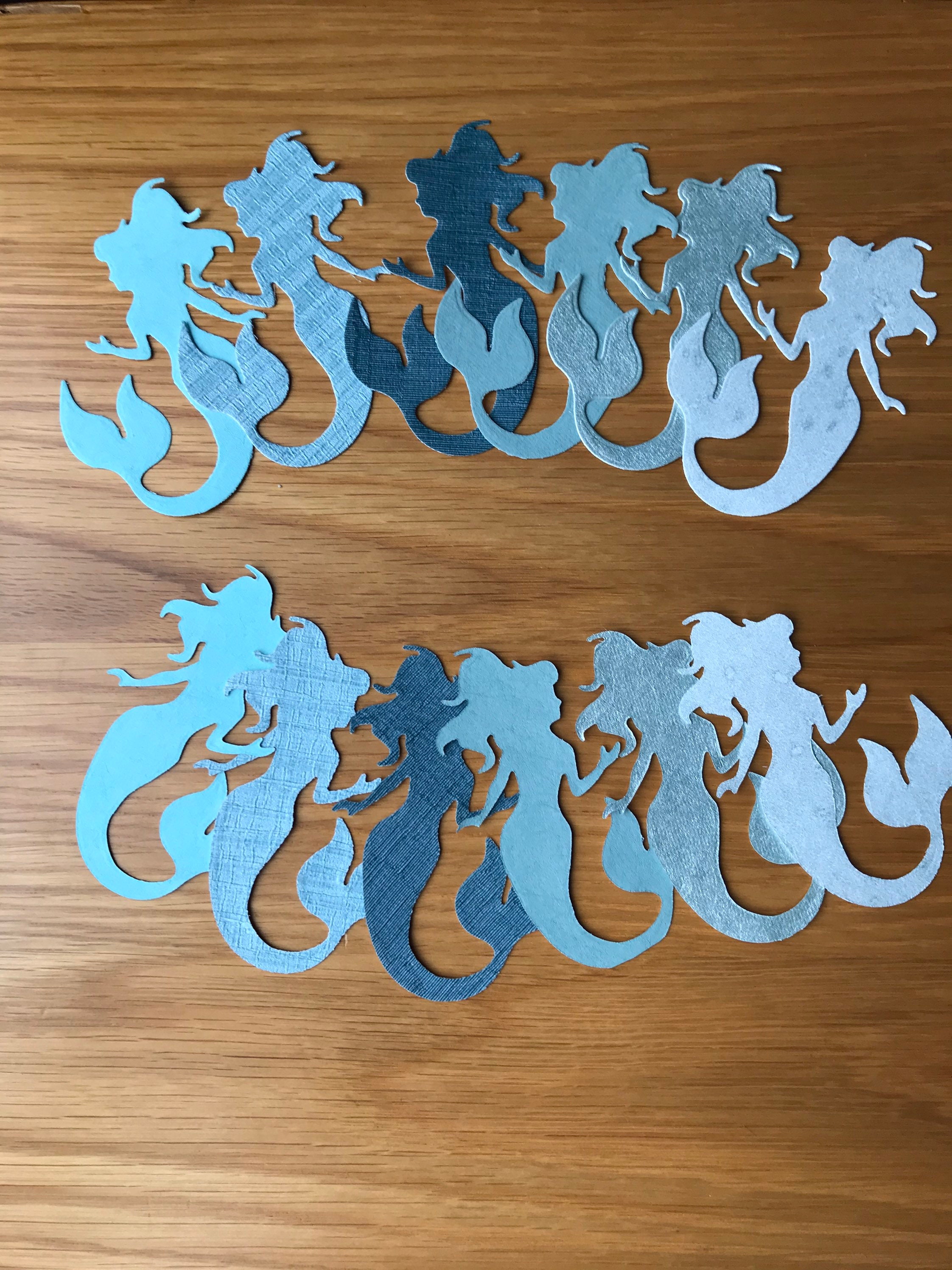 Mermaid Die Cuts-12 Die Cut Blue Mermaids-enchantment Under - Etsy