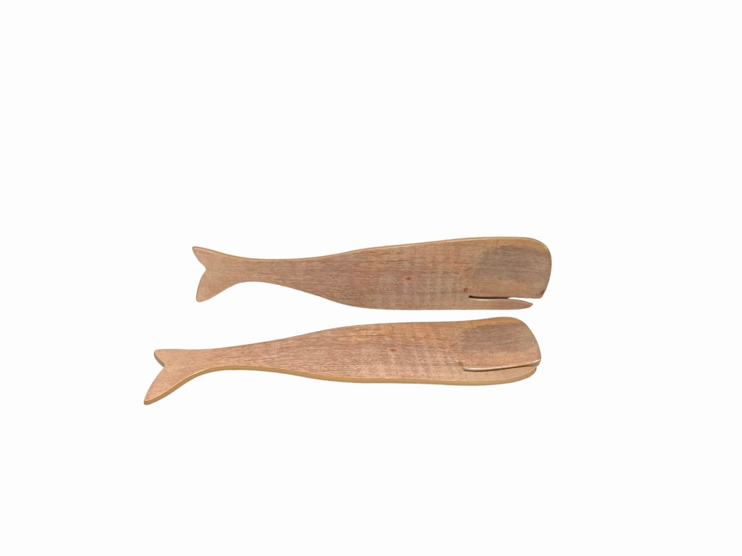 Vintage Resin WHALE Salad Tongs Spoons~faux Whale Bone Salad Tongs ...