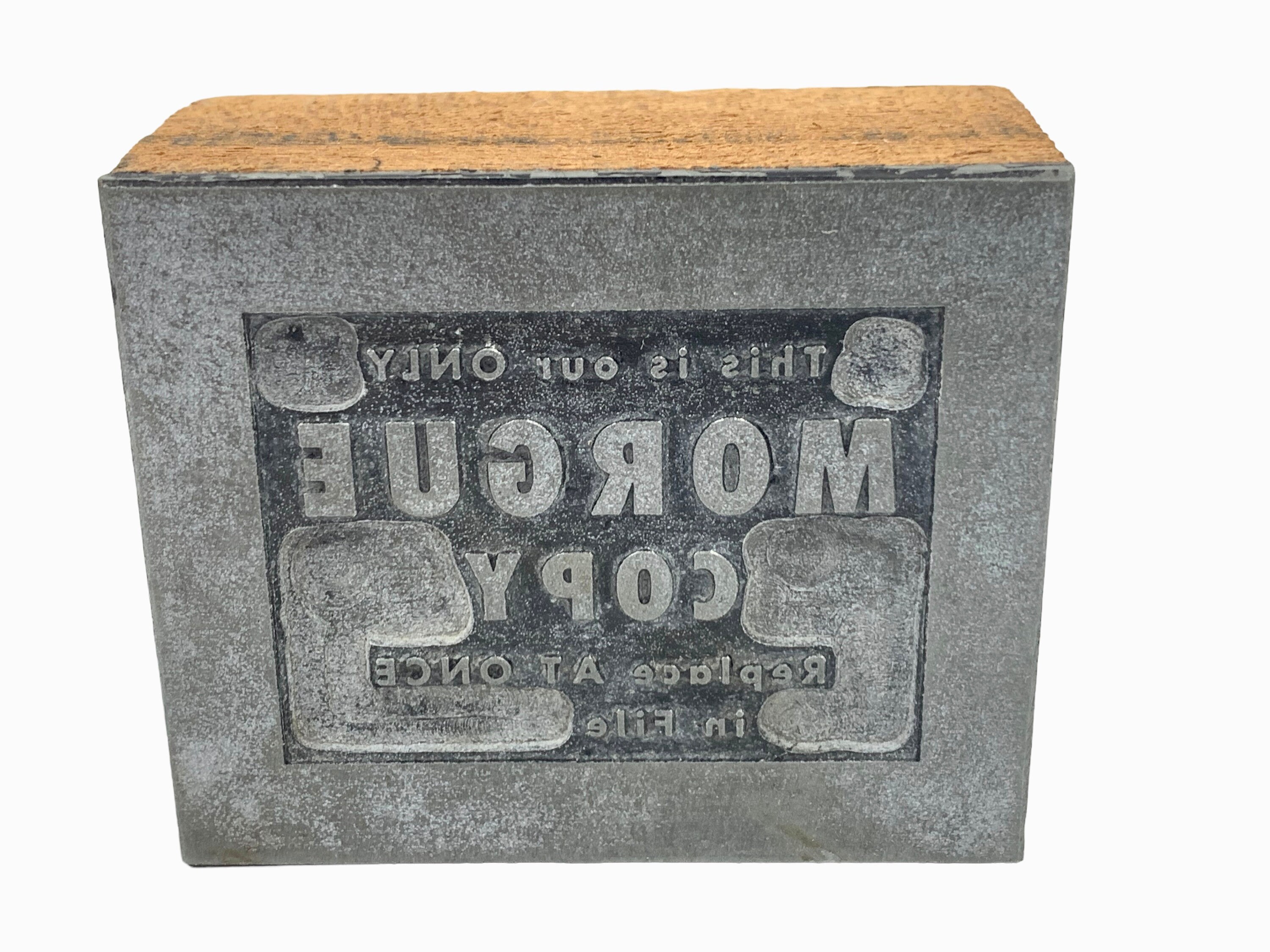 Vintage "morgue Copy" Letterpress Printing Block, Rare Find - Etsy