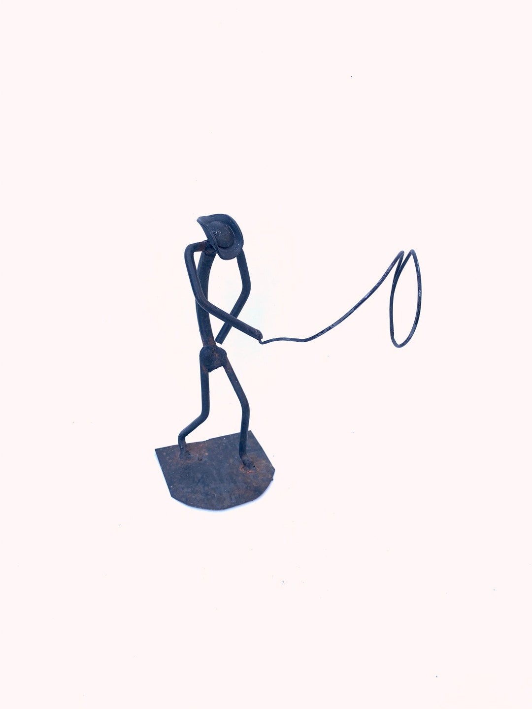 Vintage Metal COWBOY ROPER Rodeo Sculpturehighly Detailedhand Crafted ...