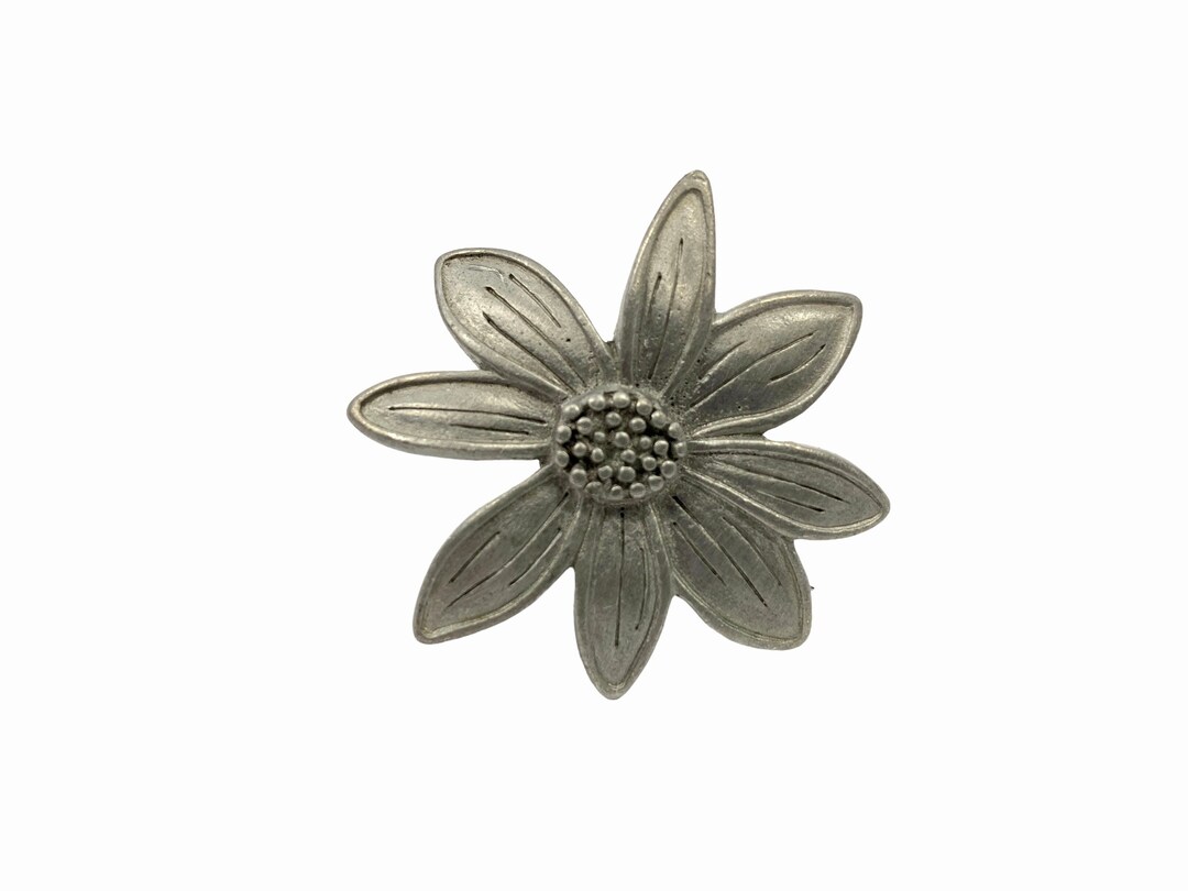 Vintage Pewter DAISY Flower Design Drawer Pullbrushed Nickel Dresser ...