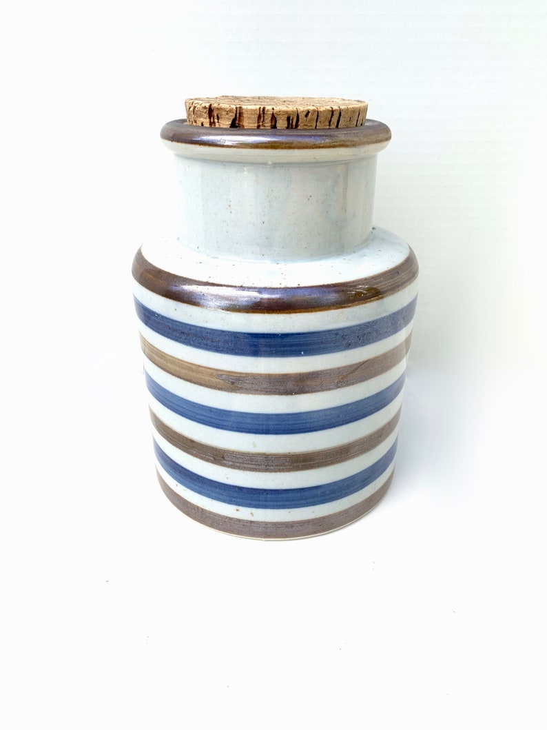Large Vintage Ceramic Container Vessel with CorkBlue and | Etsy