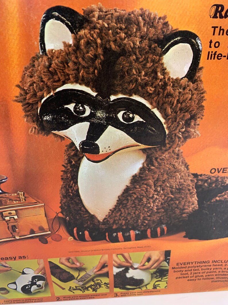 Vintage Yarn Critter Randy Raccoonyarn Animal Craft - Etsy