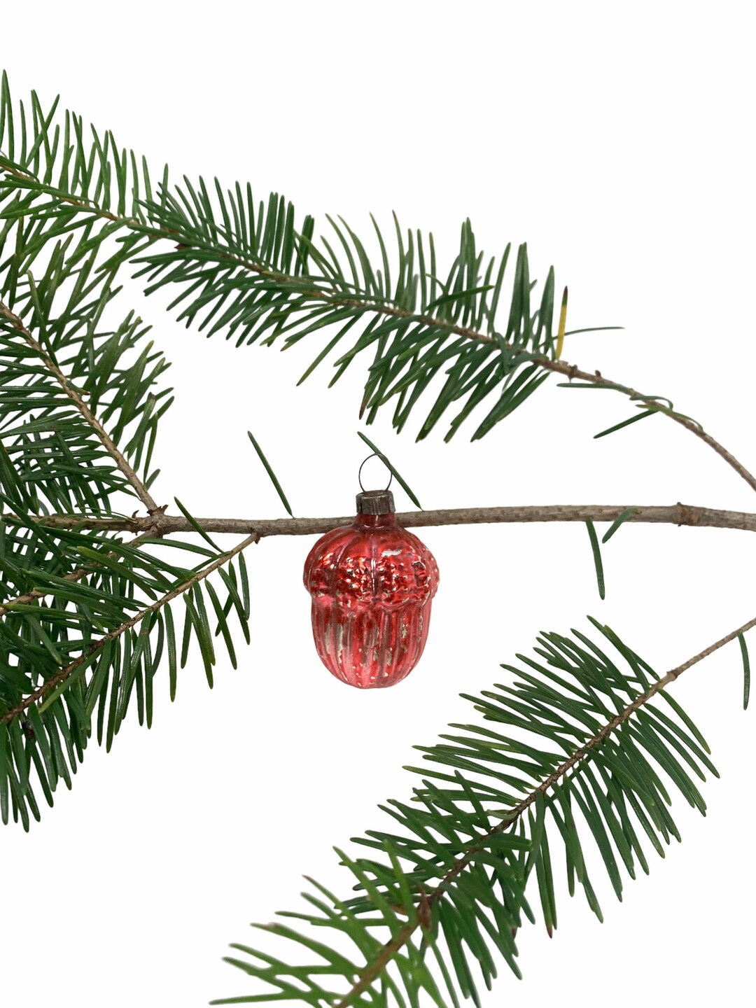 Vintage RED Mercury Glass ACORN Christmas Ornament~antique Red Glass ...