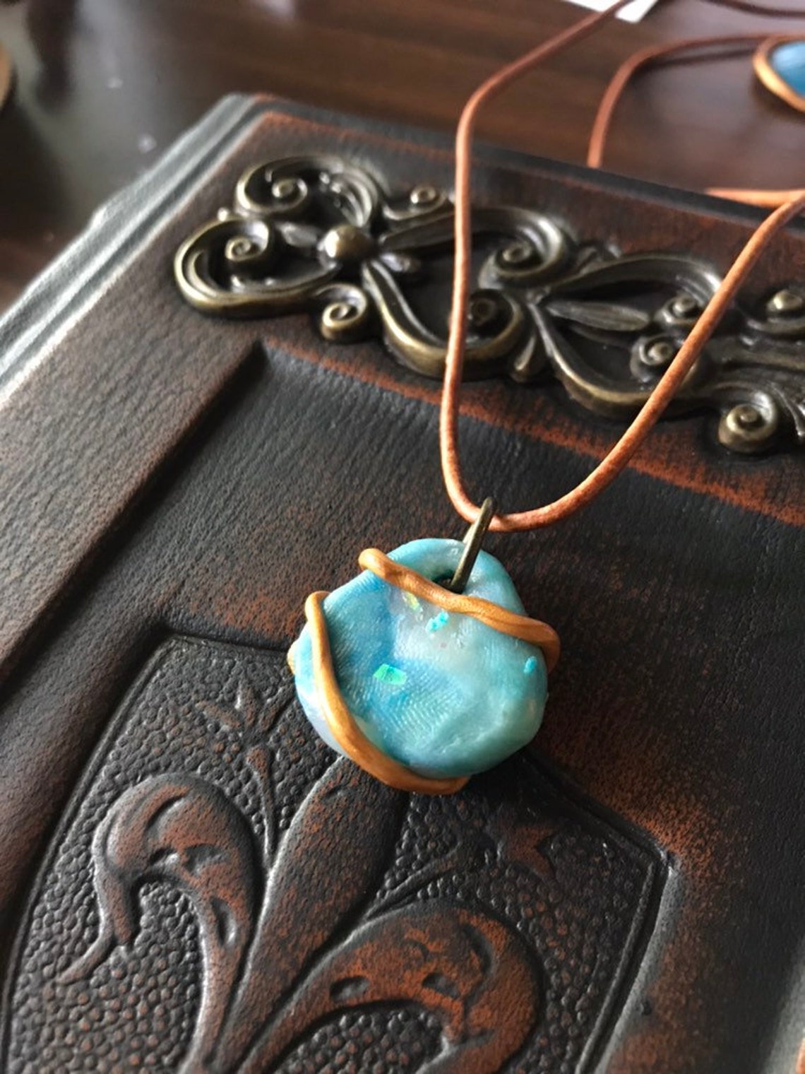 Magic Blue and Gold Swirl Amulet - Etsy