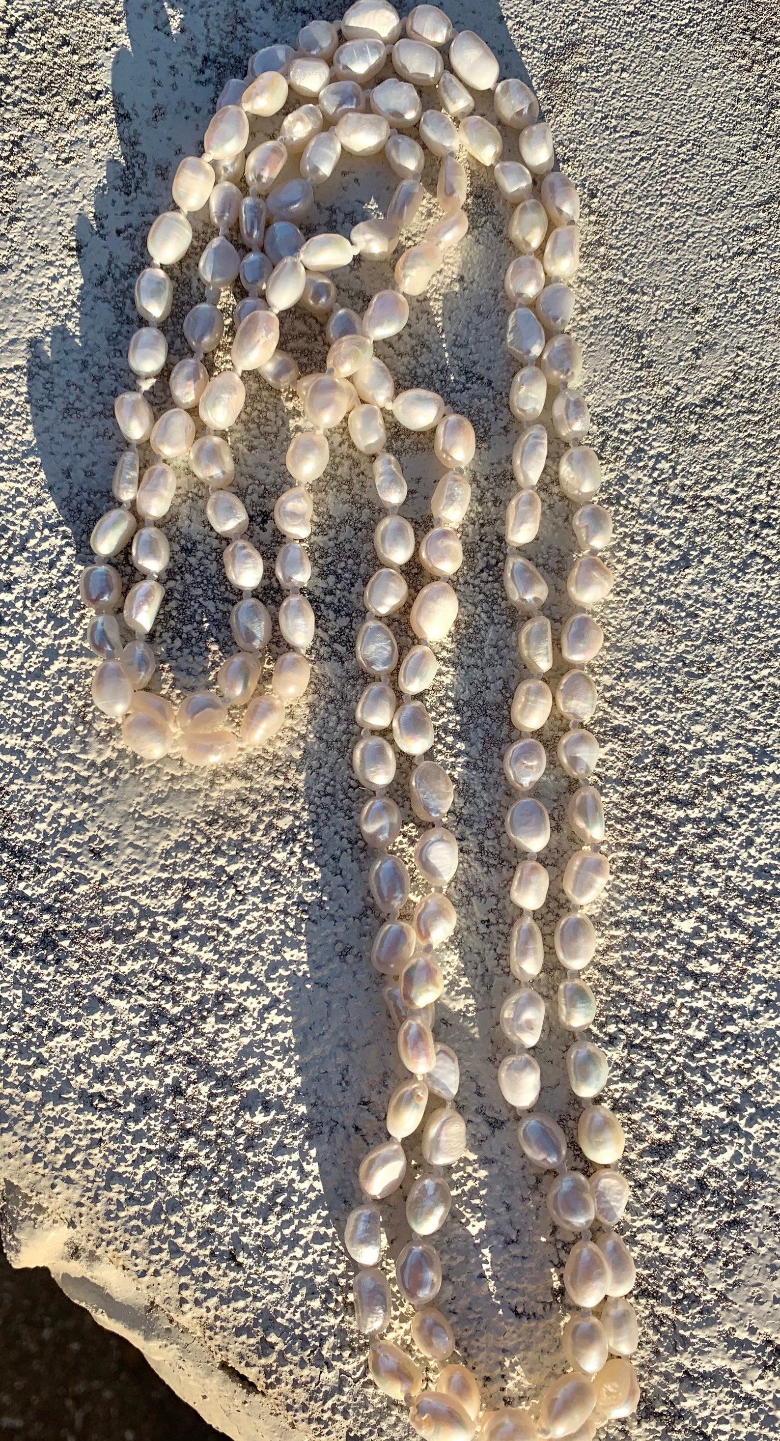 Long Rope Style Freshwater Pearl Necklace Free Shipping Etsy