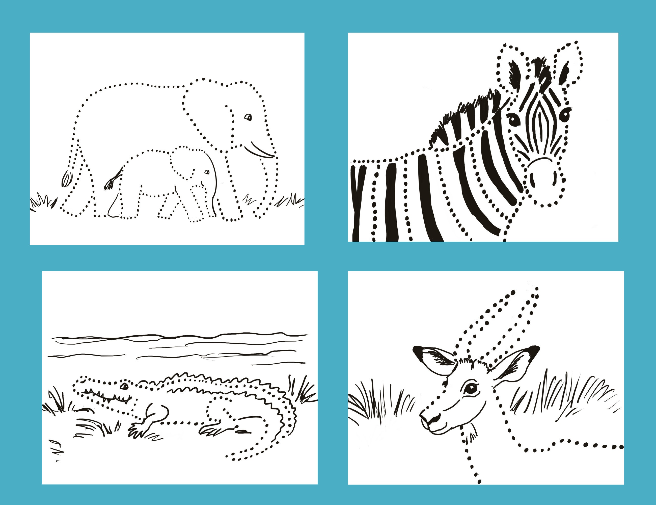 Dot Drawings: African Animals Drawing With Dots Dot to Dot Ocean Marine ...