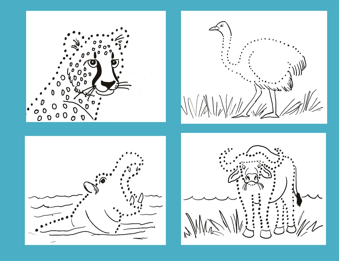 Dot Drawings: African Animals Drawing With Dots Dot to Dot Ocean Marine ...