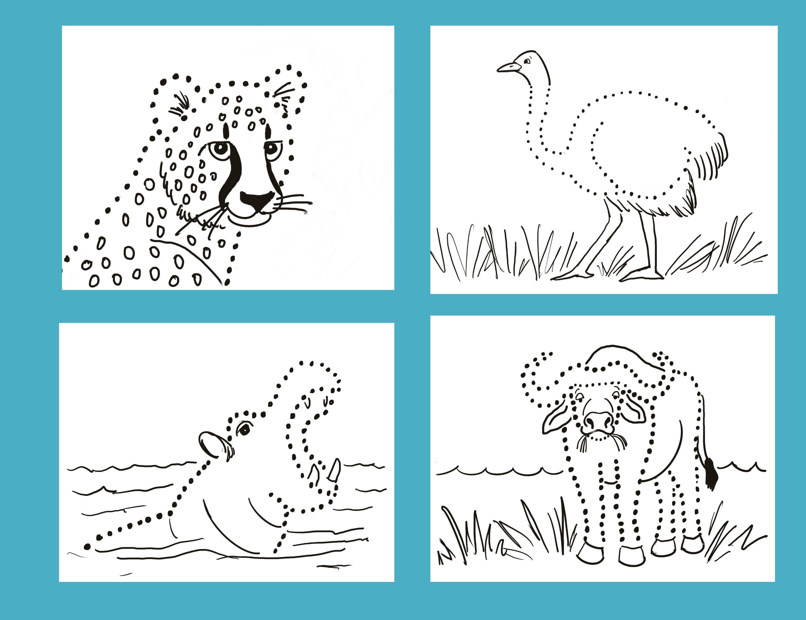 Dot Drawings: African Animals Drawing With Dots Dot to Dot Ocean Marine ...