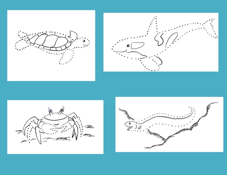 Buy Sea Animals Worksheets Set 1 Drawing With Dots Dot to Dot Ocean ...